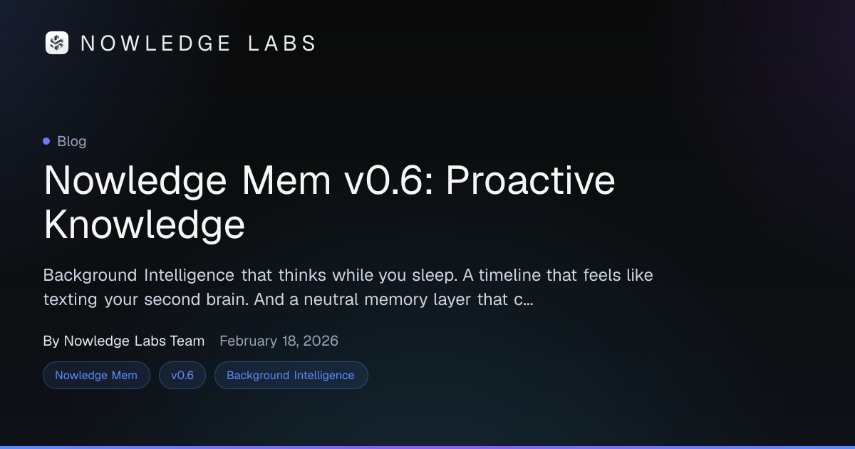 Nowledge Mem v0.6: Proactive Knowledge | Nowledge Labs
